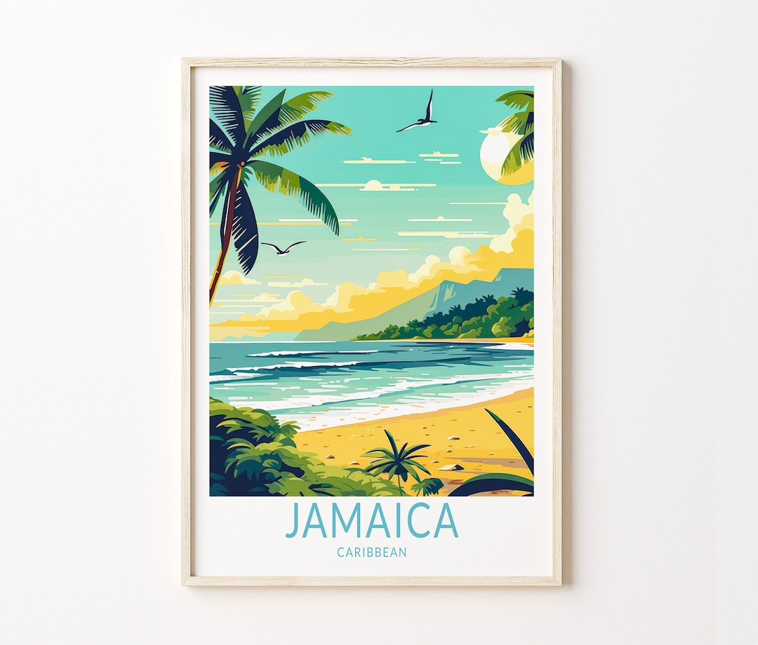 Jamaica Travel Poster, Jamaica Caribbean Island Poster Print, Jamaica ...