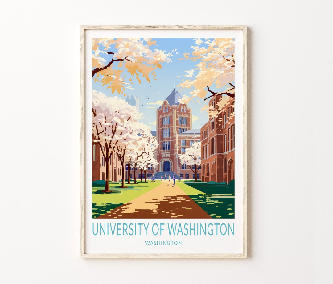 University of Washignton Campus Seattle Travel Print, Seattle ...