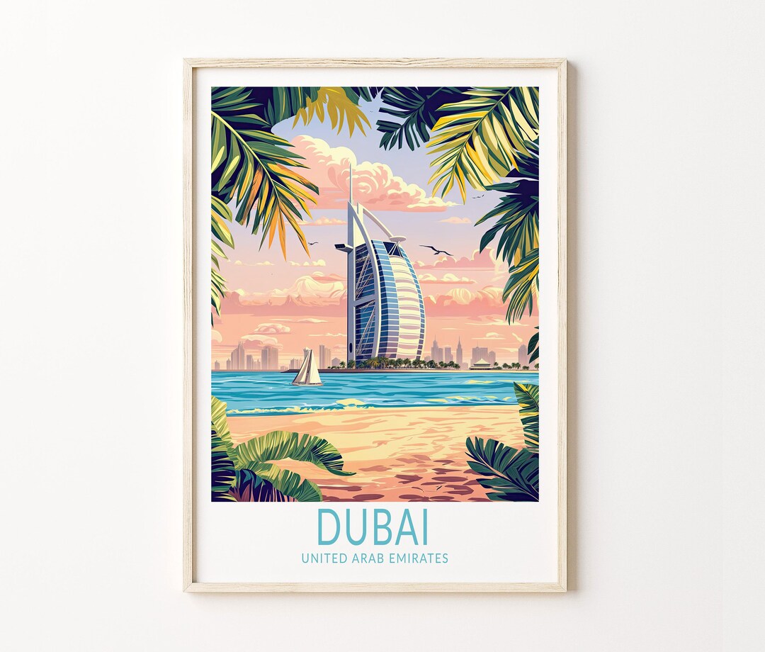 Dubai Travel Poster, Dubai United Arab Emirates City Wall Art, Dubai ...