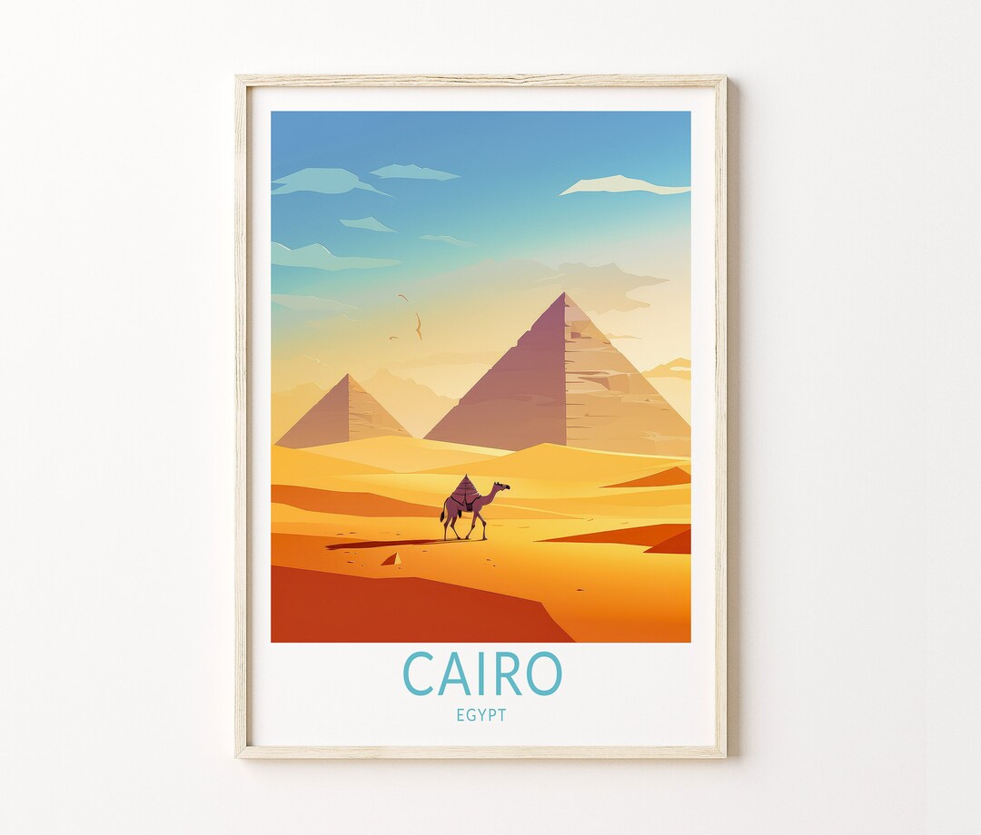 Egypt Pyramids Travel Print, Cairo City Pyramids Travel Poster ...