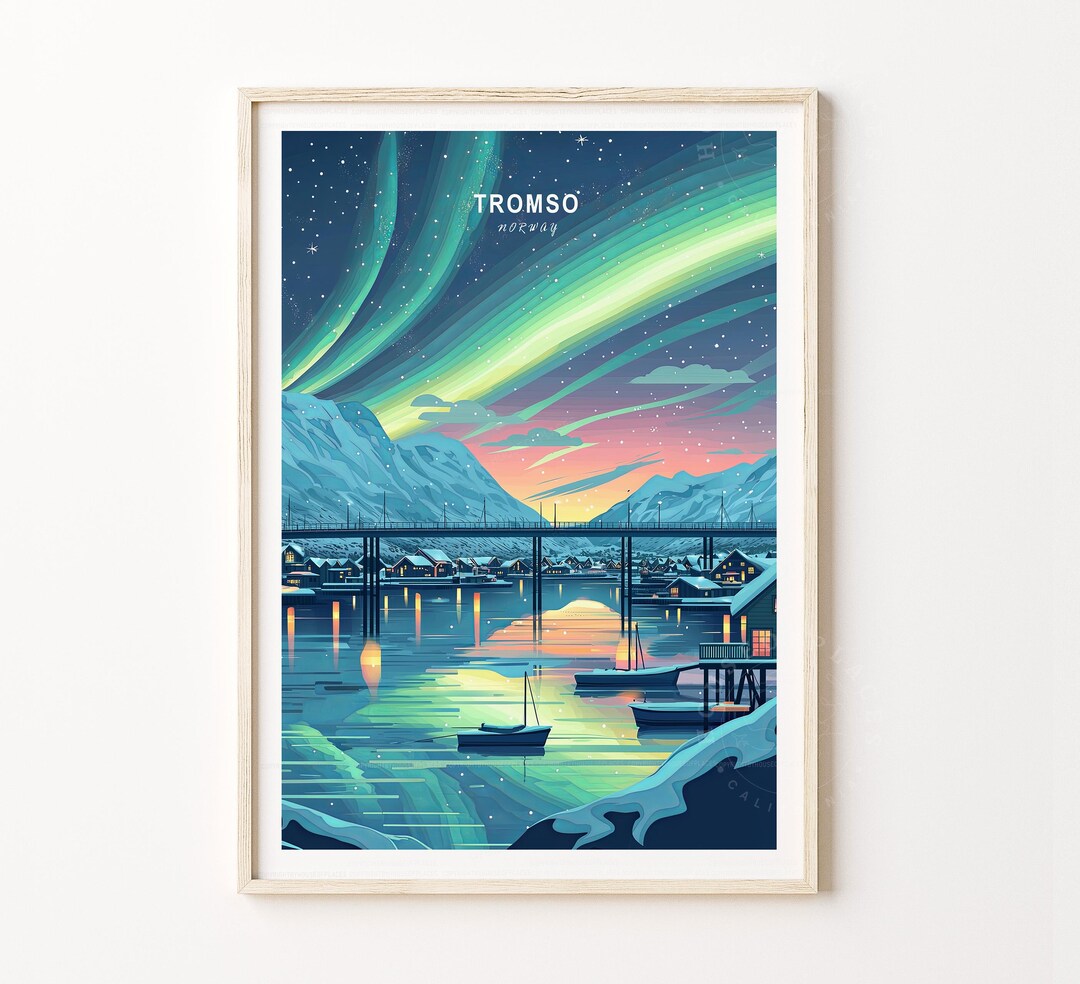 Tromso Travel Poster, Norway Wall Art Print, Tromso Norway Travel Print ...