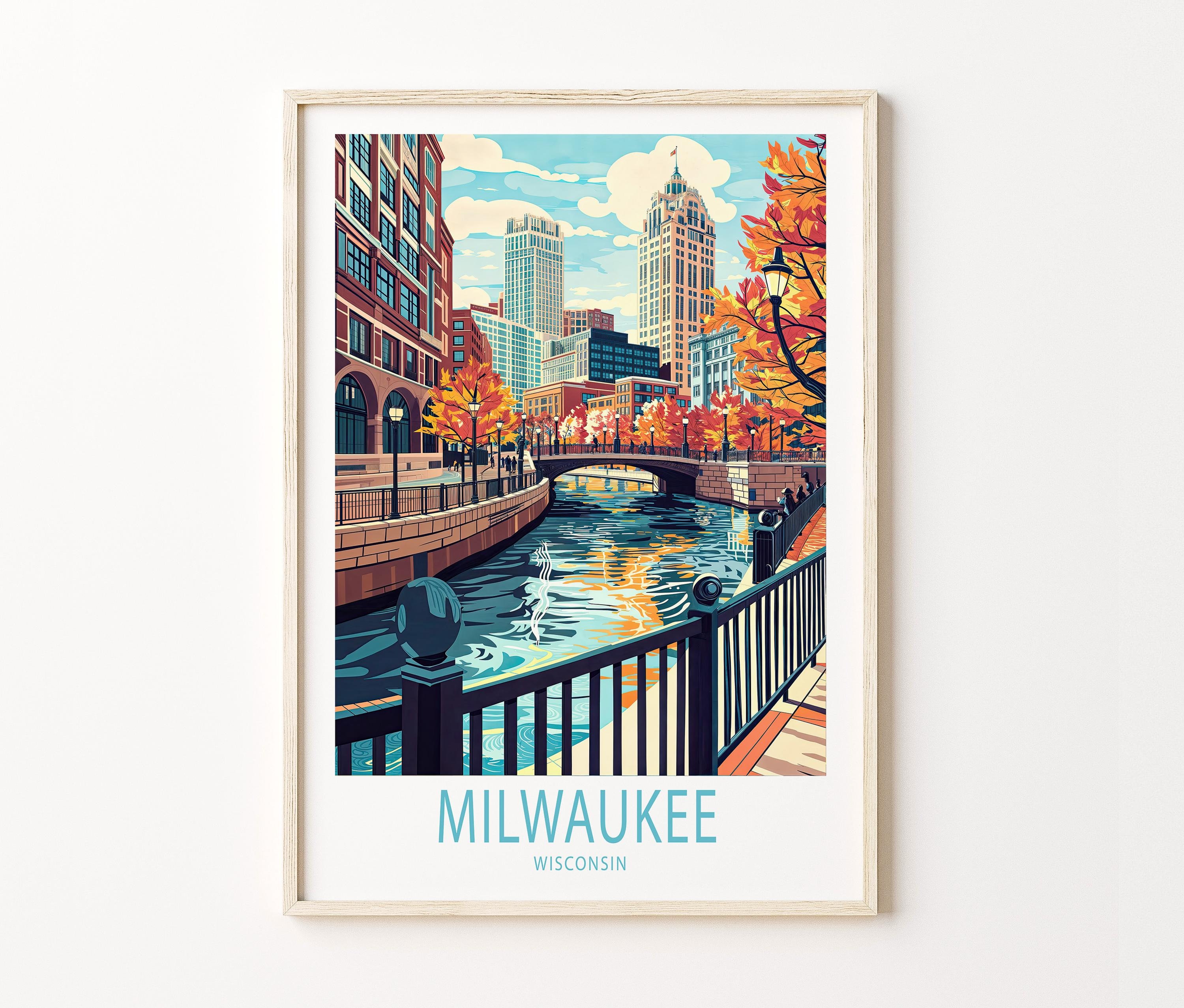 Milwaukee Wisconsin Travel Poster, Wisconsin Wall Art, Milwaukee Print ...