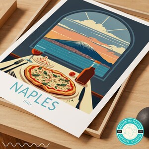 Naples City Travel Poster, Naples Pizza Italy Travel Poster Print ...
