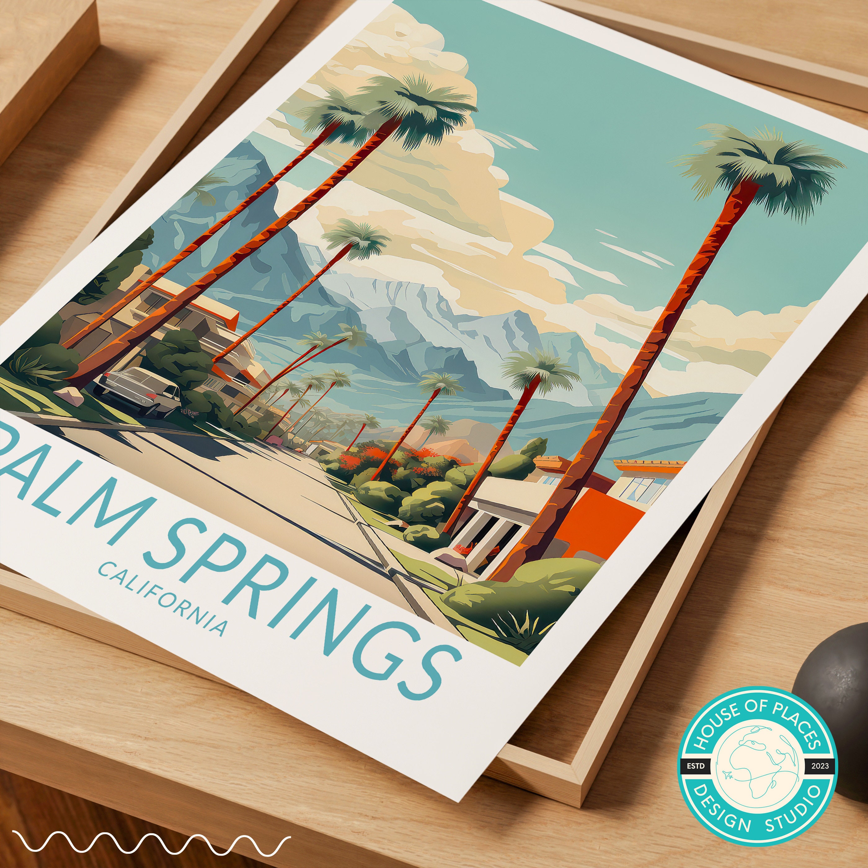 Palm Springs Poster, Palm Springs Art Travel Poster, California City ...