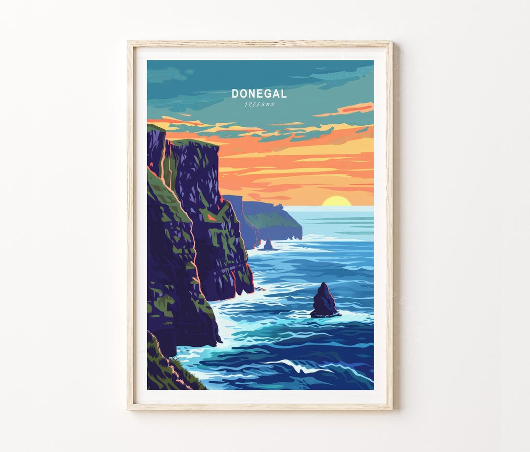 Donegal Ireland Travel Poster, Ireland Wall Art, Donegal Coastal Print ...