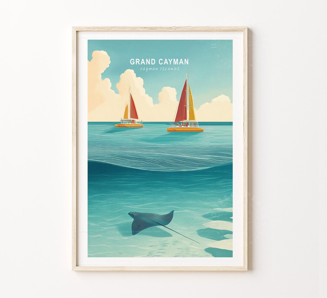 Grand Cayman Cayman Islands Travel Print, Grand Cayman Travel Poster ...