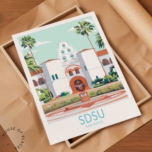 San Diego State University, SDSU School Poster, University Campus Wall ...