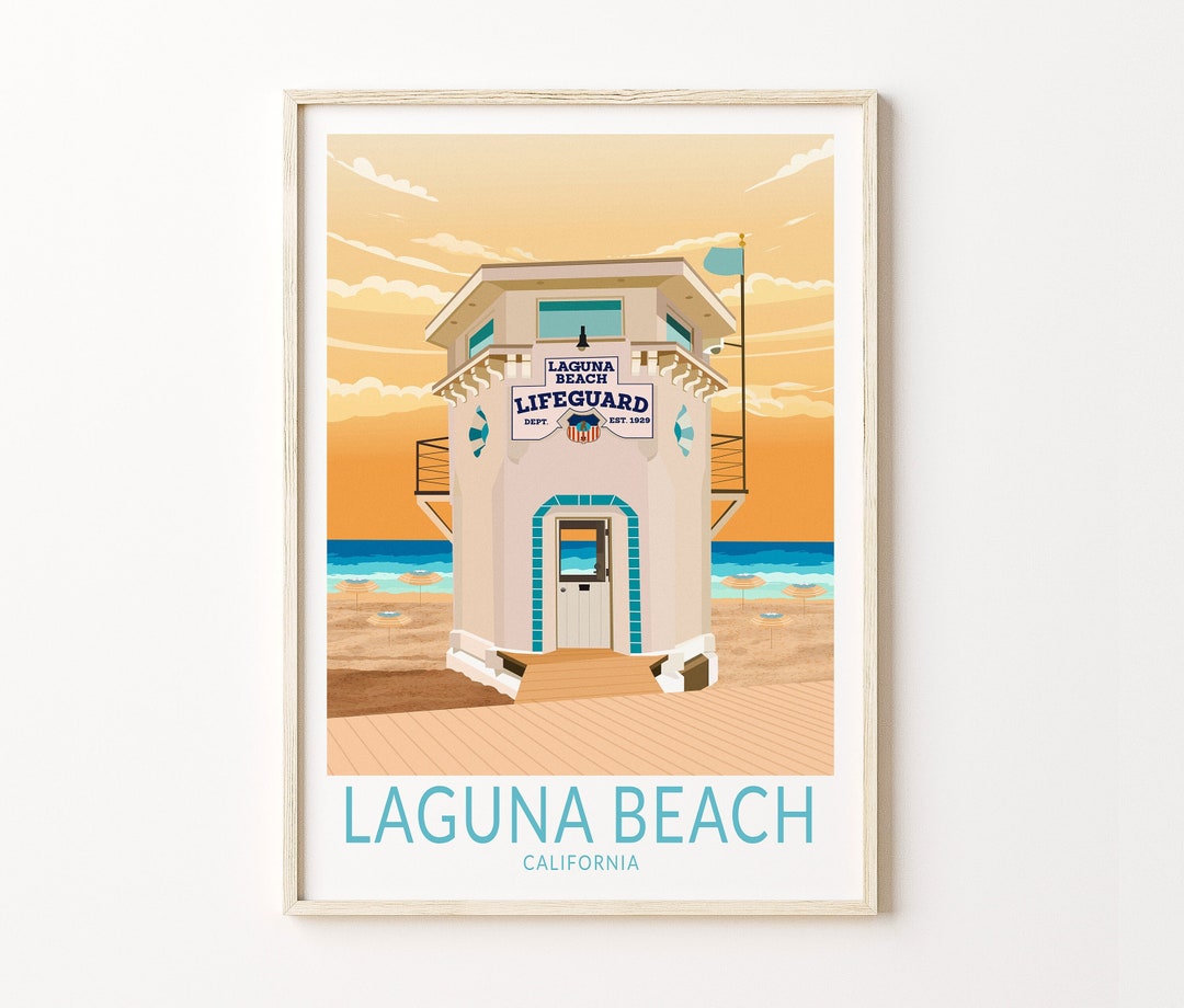 Laguna Beach Lifeguard Tower, Laguna Beach Travel Poster, Lifeguard ...