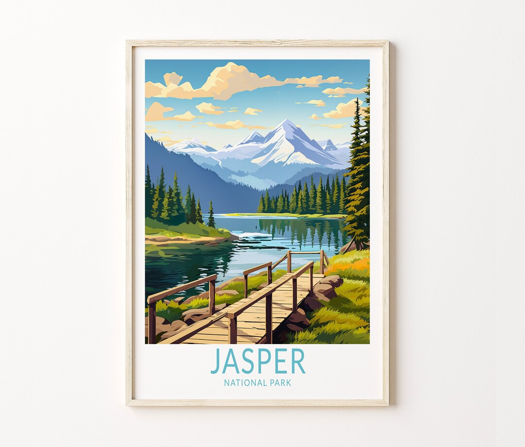 Jasper National Park Travel Poster, Jasper Canada Poster, Canada ...