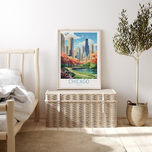 Chicago Travel Poster, Chicago Poster Print, Chicago City Wall Art ...