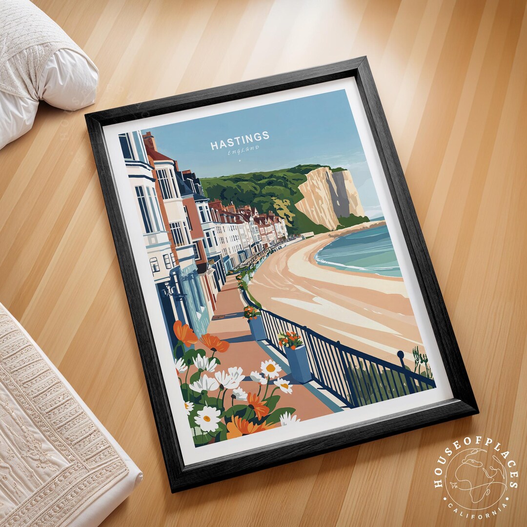 Hastings England Travel Poster, England Travel Print, Hastings Wall Art ...