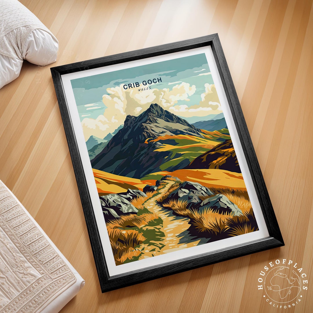 Crib Goch Snowdonia Travel Poster, Wales Snowdon Wall Art, Snowdonia ...