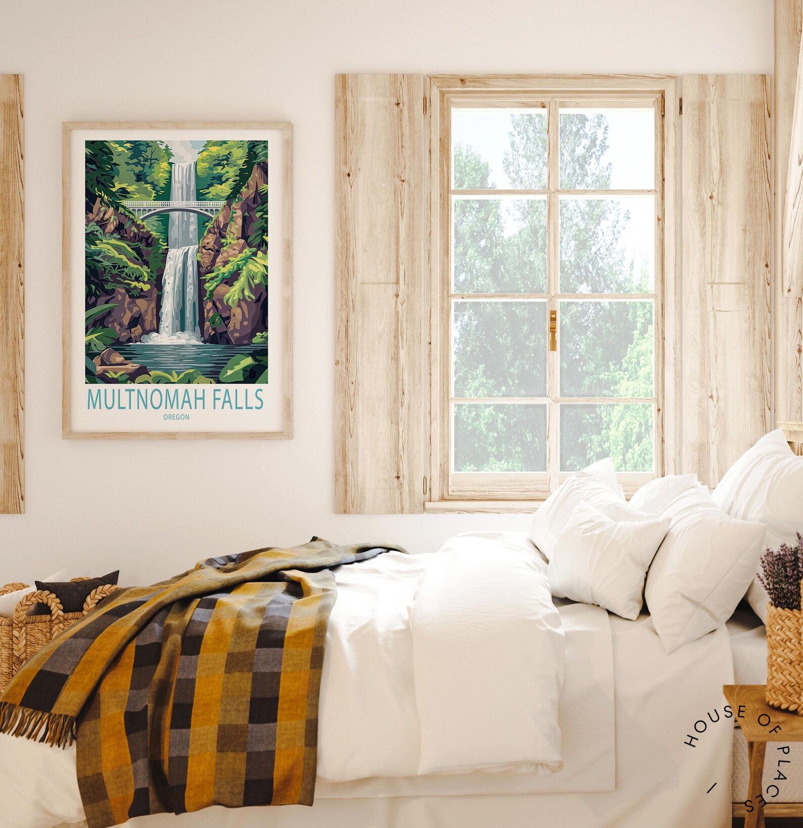 Multnomah Falls Travel Poster, Multnomah Falls Oregon Wall Art, Oregon ...