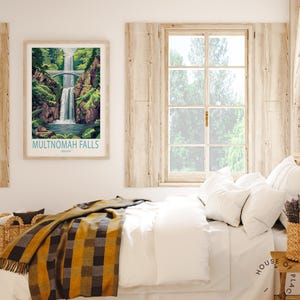 Multnomah Falls Travel Poster, Multnomah Falls Oregon Wall Art, Oregon ...