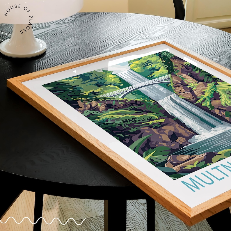 Multnomah Falls Travel Poster, Multnomah Falls Oregon Wall Art, Oregon ...