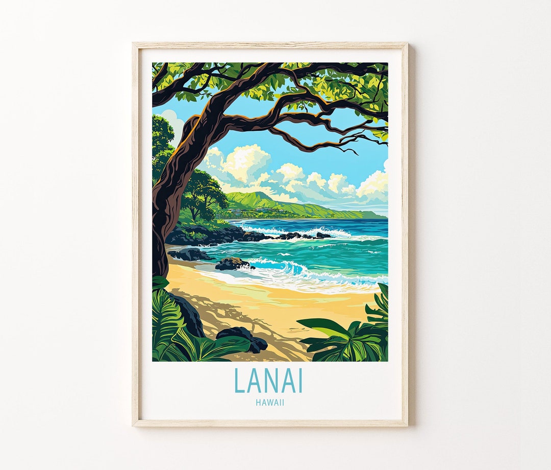 Lanai Island Travel Poster, Lanai Hawaii Travel Wall Art, Hawaii Travel ...