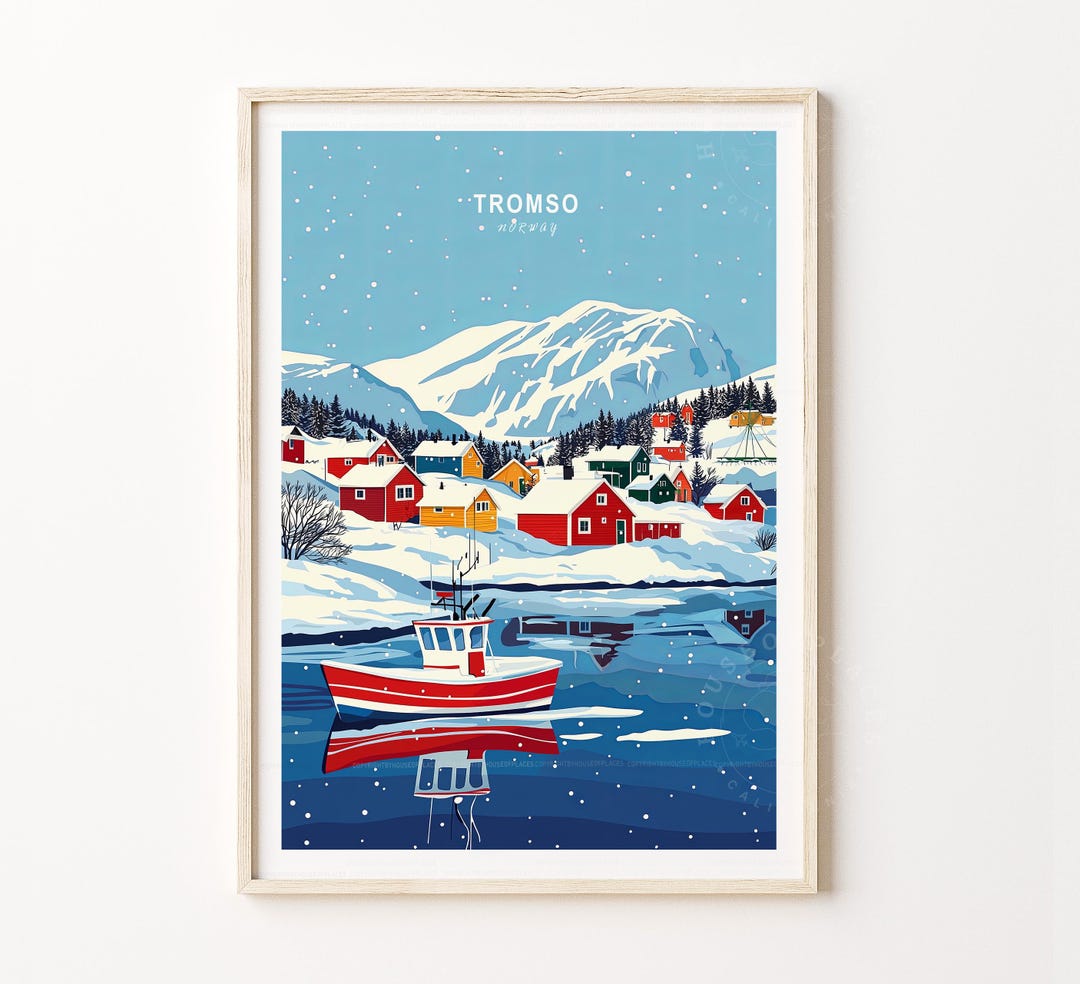 Tromso Skiing Poster, ,norway Winter Print, Tromso Norway Travel Wall ...