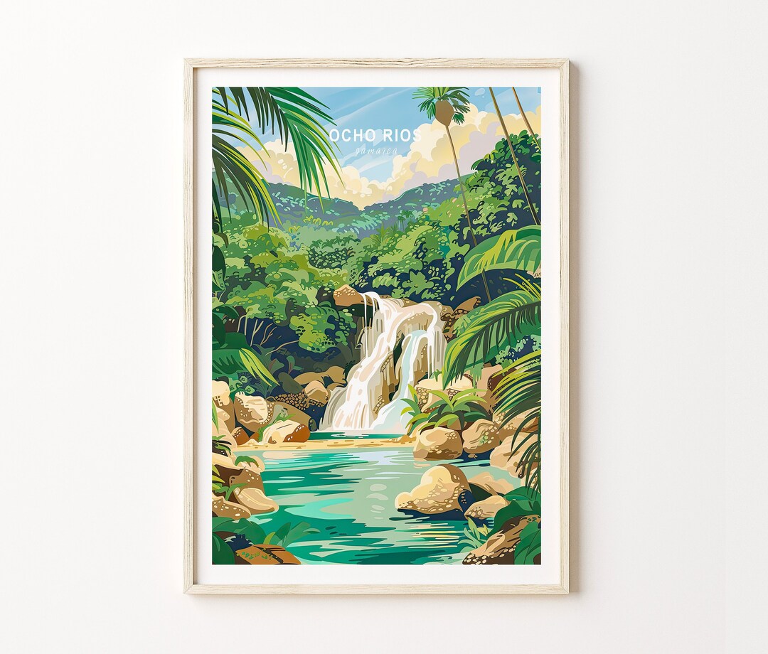 Ocho Rios Jamaica Travel Poster, Jamaica Wall Art, Ocho Rios Coast ...