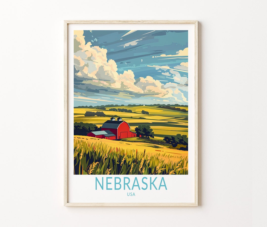 Nebraska Travel Poster, Nebraska USA Wall Art, USA City Print, Nebraska ...