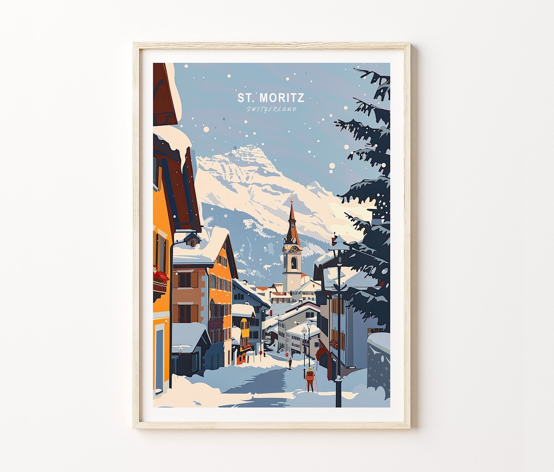 St. Moritz Switzerland Poster, Switzerland Wall Decor, Ski Resort Art ...