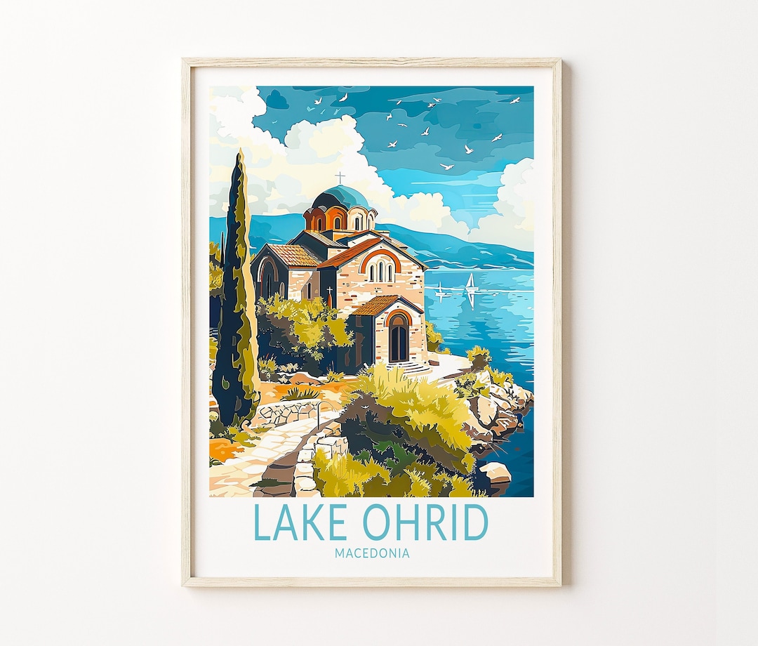 Lake Ohrid Travel Print, Macedonia City Wall Decor, Lake Ohrid Poster ...