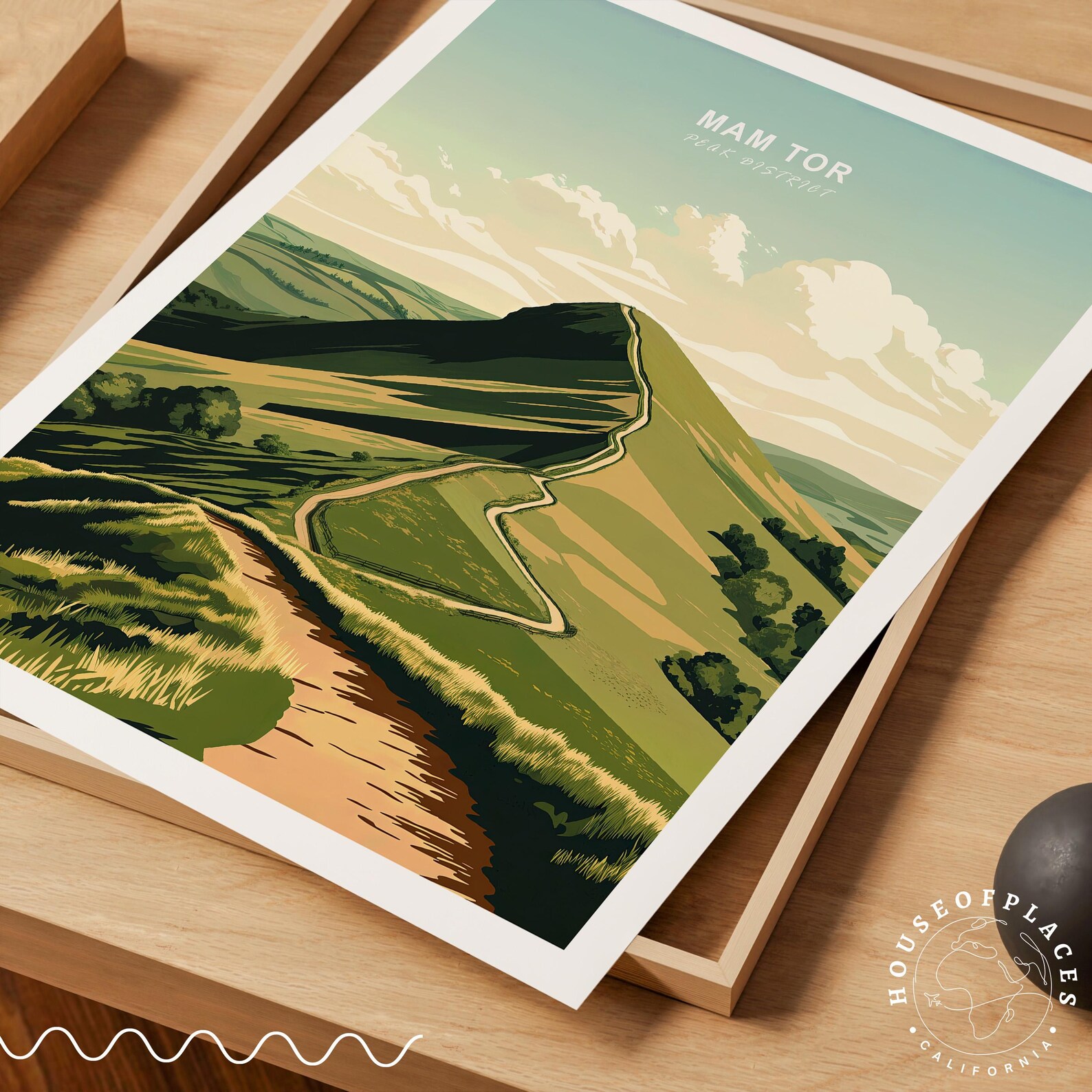 Mam Tor Peak District Travel Poster, Peak District Wall Art Print, Mam ...