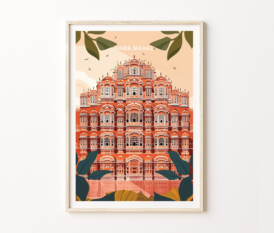 Hawa Mahal India City Poster, India Travel Wall Art, Hawa Mahal Palace ...