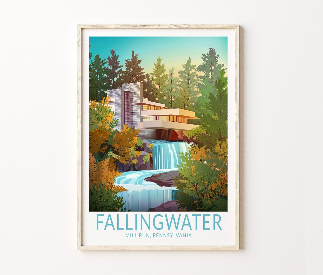 Fallingwater Architecture Travel Poster, Mill Run, Pennsylvania ...