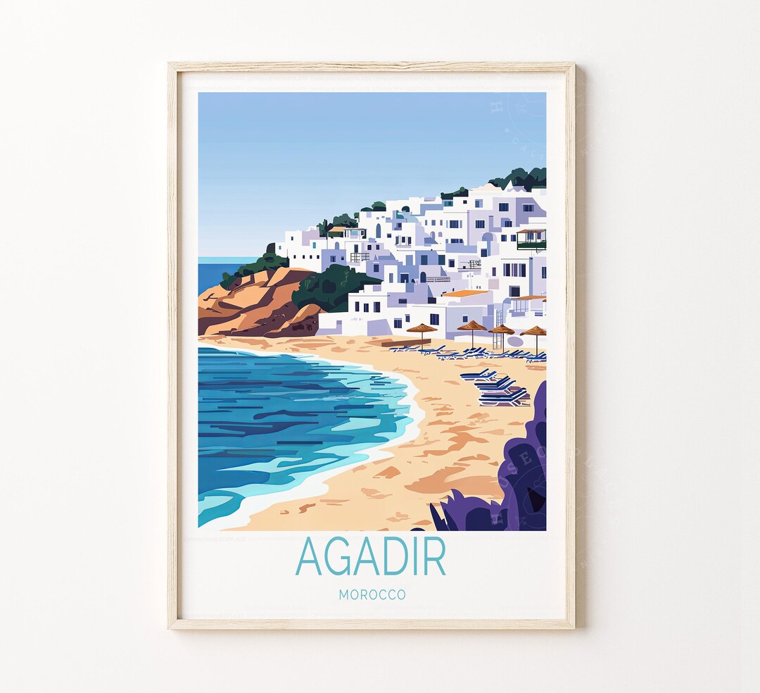 Agadir Morocco Travel Poster, Morocco Travel Wall Art, Agadir Travel ...