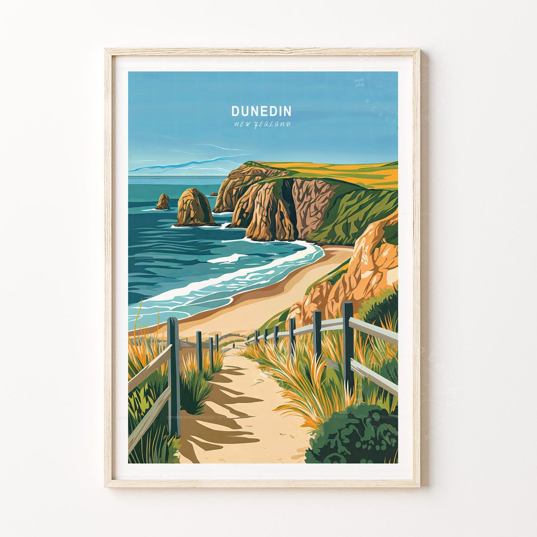 Dunedin New Zealand Travel Poster, Dunedin Wall Art Print, New Zealand ...