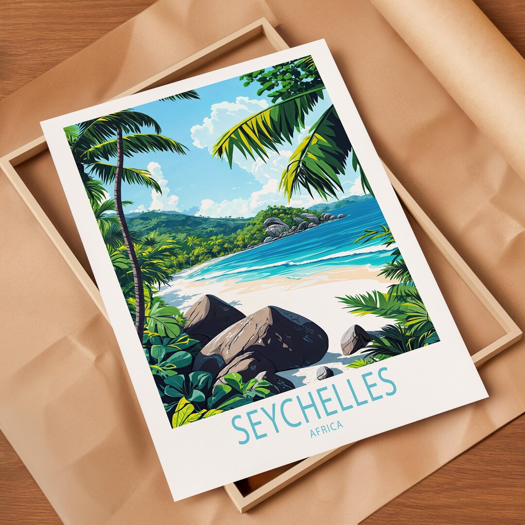 Seychelles Travel Poster, Africa Wall Art, Seychelles East Africa Print, Home Decor, Birthday ...