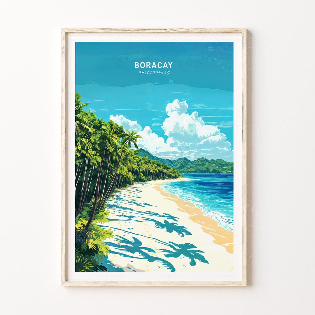 Boracay Philippines Travel Poster, Philippines Travel Print, Boracay Wall Art Print, Minimalist ...