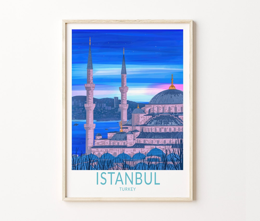 Istanbul Turkiye Travel Poster, Mosque Istanbul Turkiye Travel Postcard ...