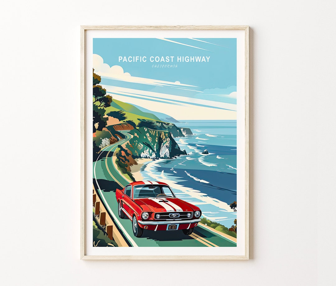 California Coastal Poster, Pacific Coast Highway, Coastal Wall Art ...