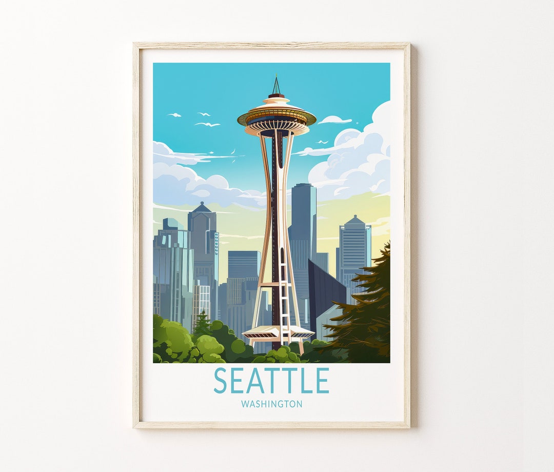 Seattle Travel Print, Seattle Washington Travel Poster Print, Seattle ...