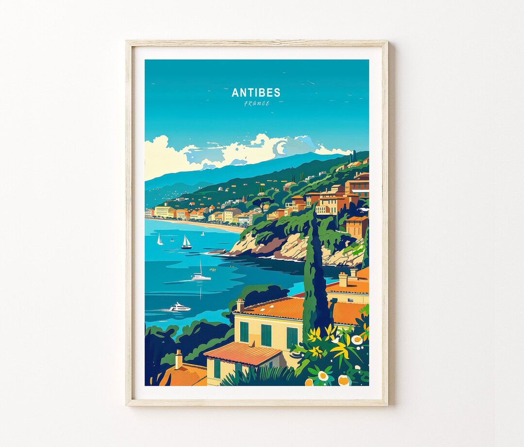 Antibes Travel Poster, Antibes France Travel Wall Art, Antibes Coast Print, Home Decor, Wedding ...