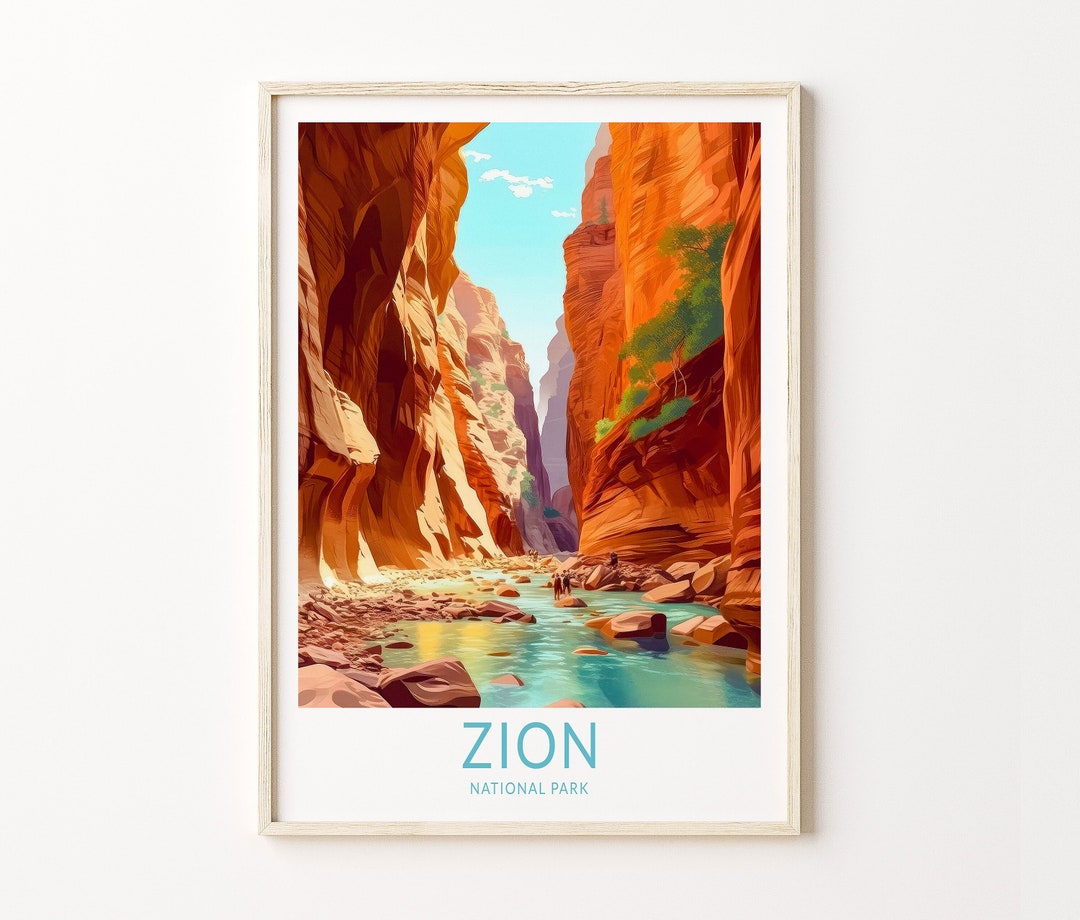 Zion Utah Travel Print Wall Art, Zion National Park Travel Poster ...