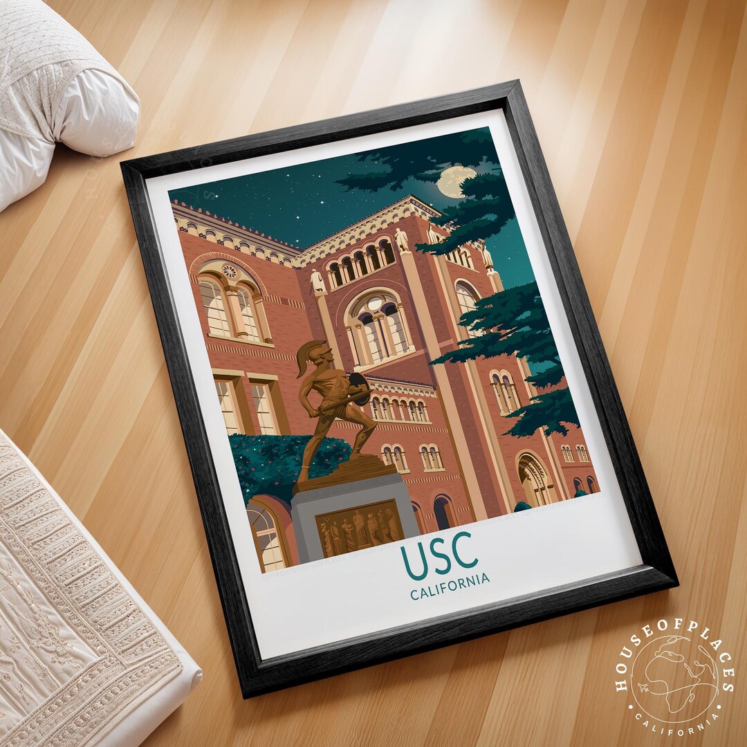 University of Southern California Poster, USC Los Angeles City Wall Art ...