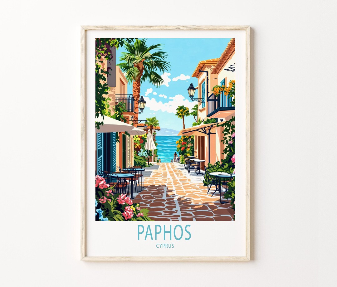 Paphos Travel Poster, Cyprus Wall Art, Paphos Cyprus Print, Wedding ...