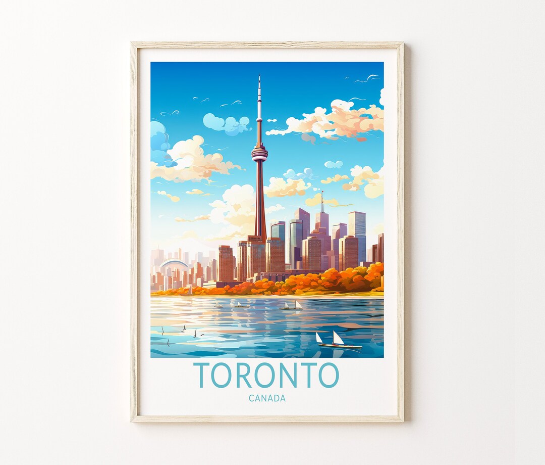 Toronto Canada Travel Poster Wall Art, Toronto Skyline Canada Travel ...