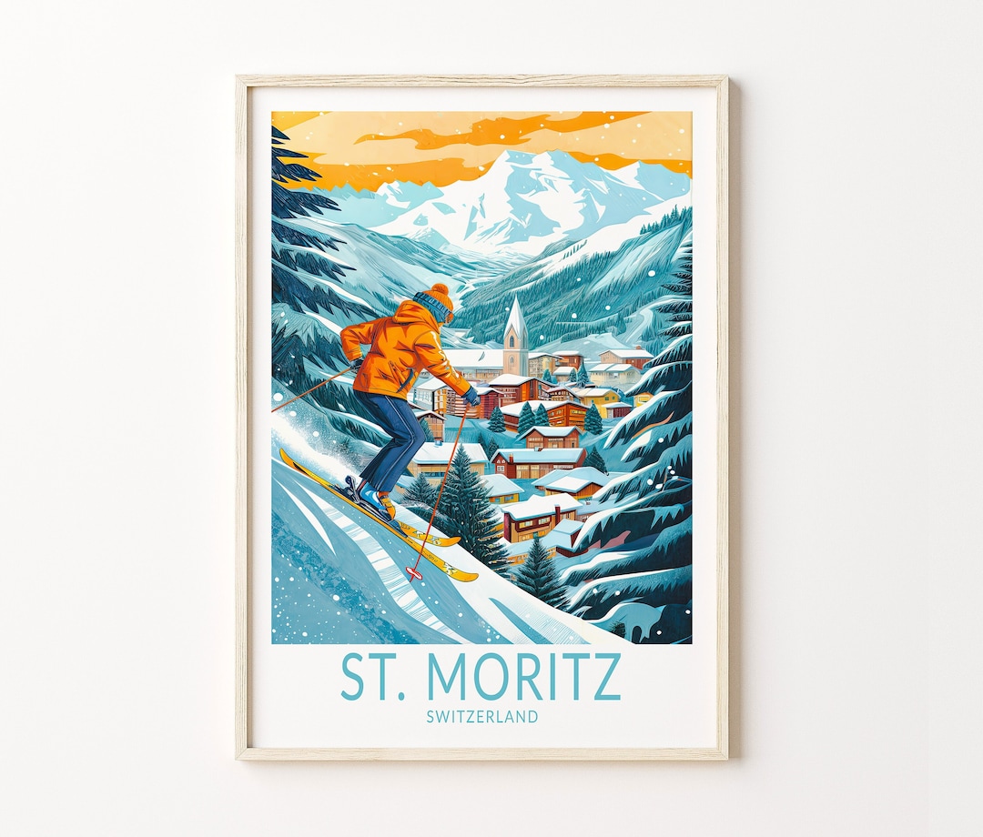 St. Moritz Switzerland Print, Switzerland City Wall Decor, St. Moritz ...