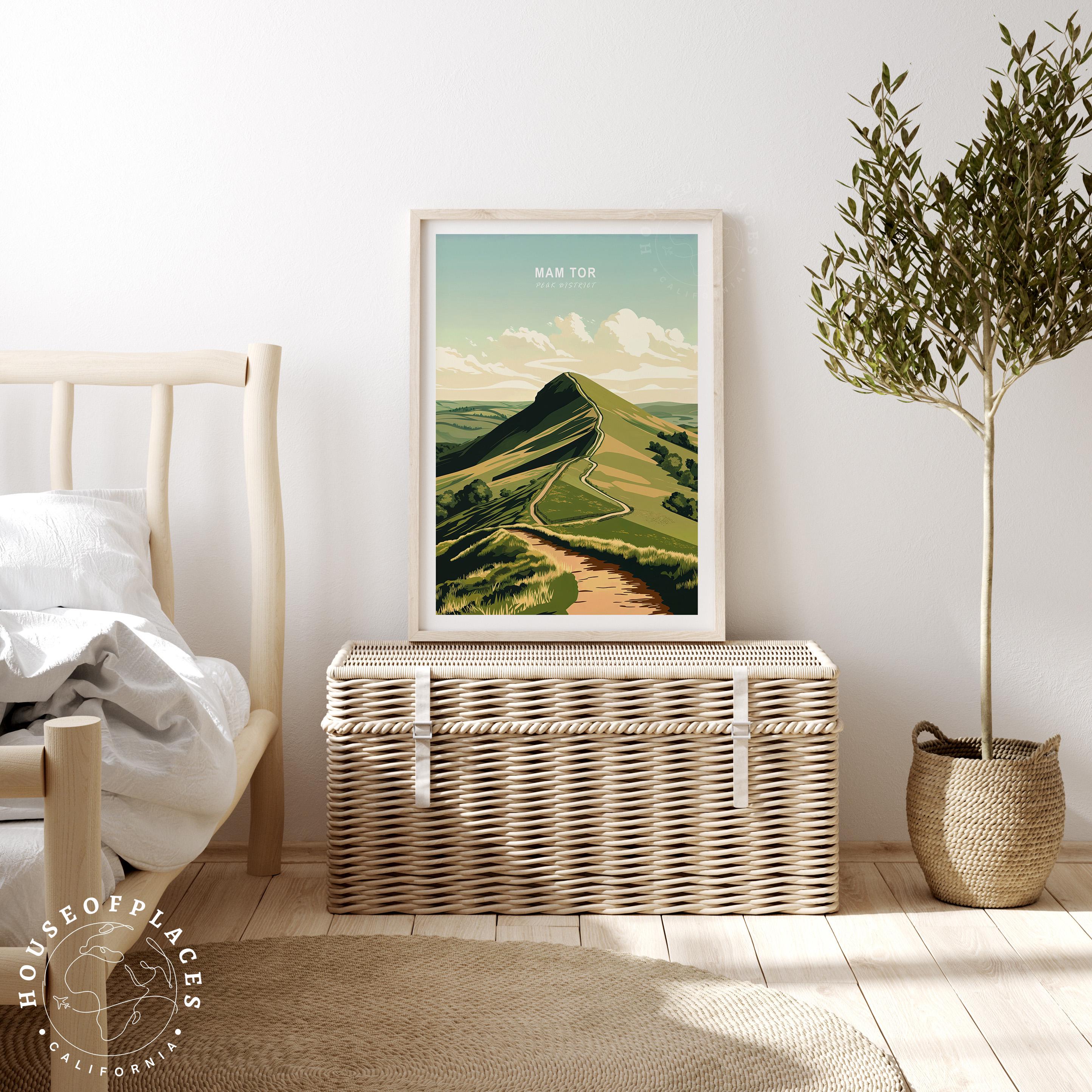 Mam Tor Peak District Travel Poster, Peak District Wall Art Print, Mam ...