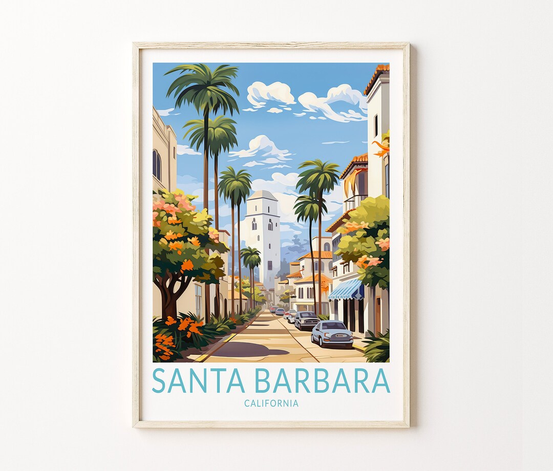 Santa Barbara Travel Print, California Santa Barbara Poster, Travel ...