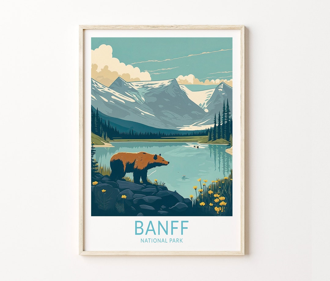 Banff National Park Travel Poster Wall Art, Banff Alberta Canada Poster ...