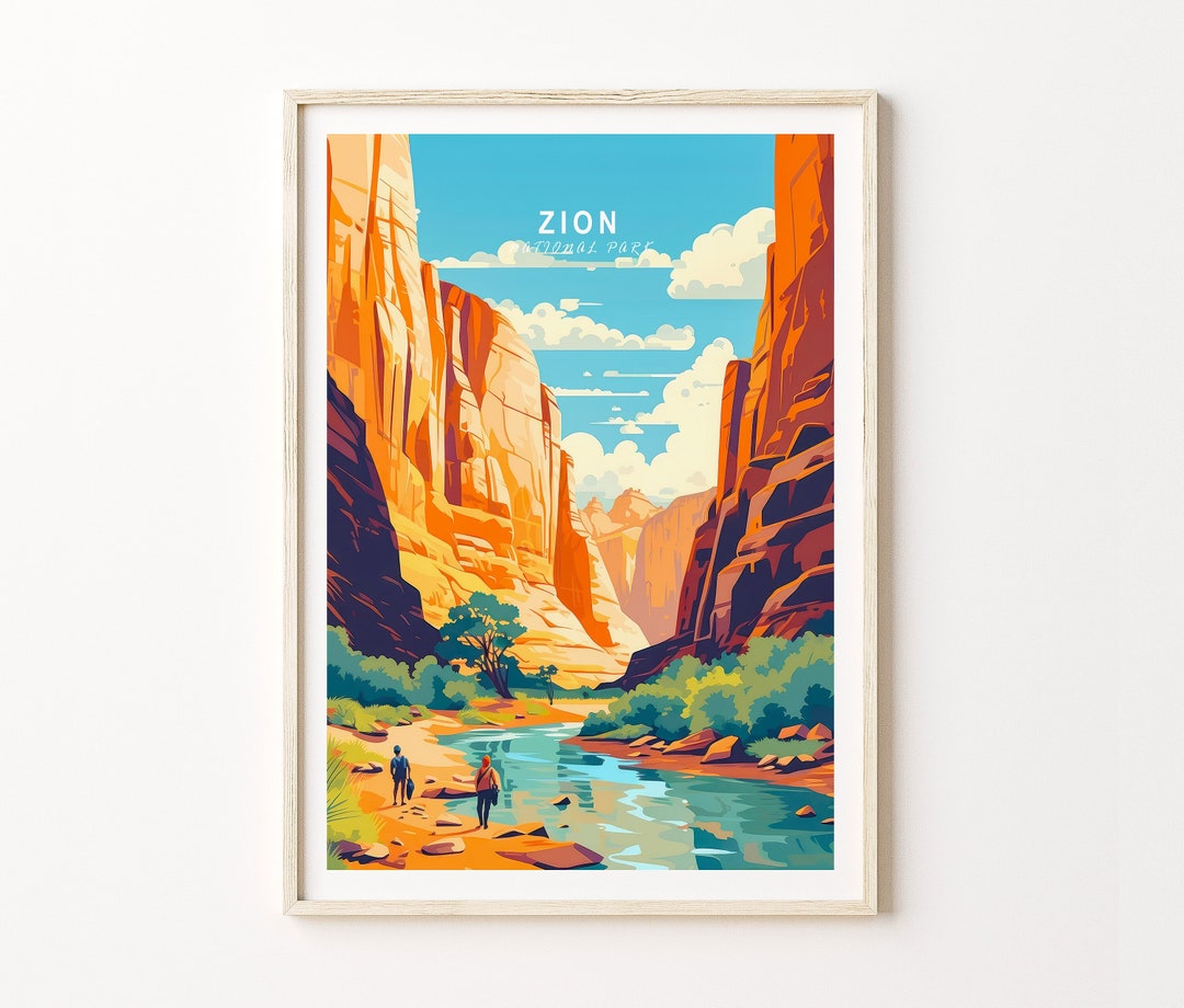 Zion Utah Travel Print Wall Art, Zion National Park Travel Poster ...