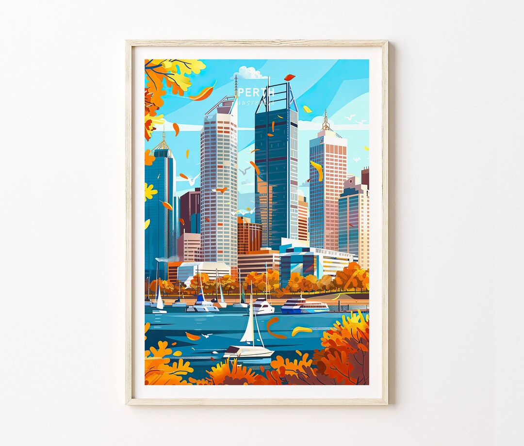 Perth Australia City Poster, Australia Wall Art, Perth Coast Print ...