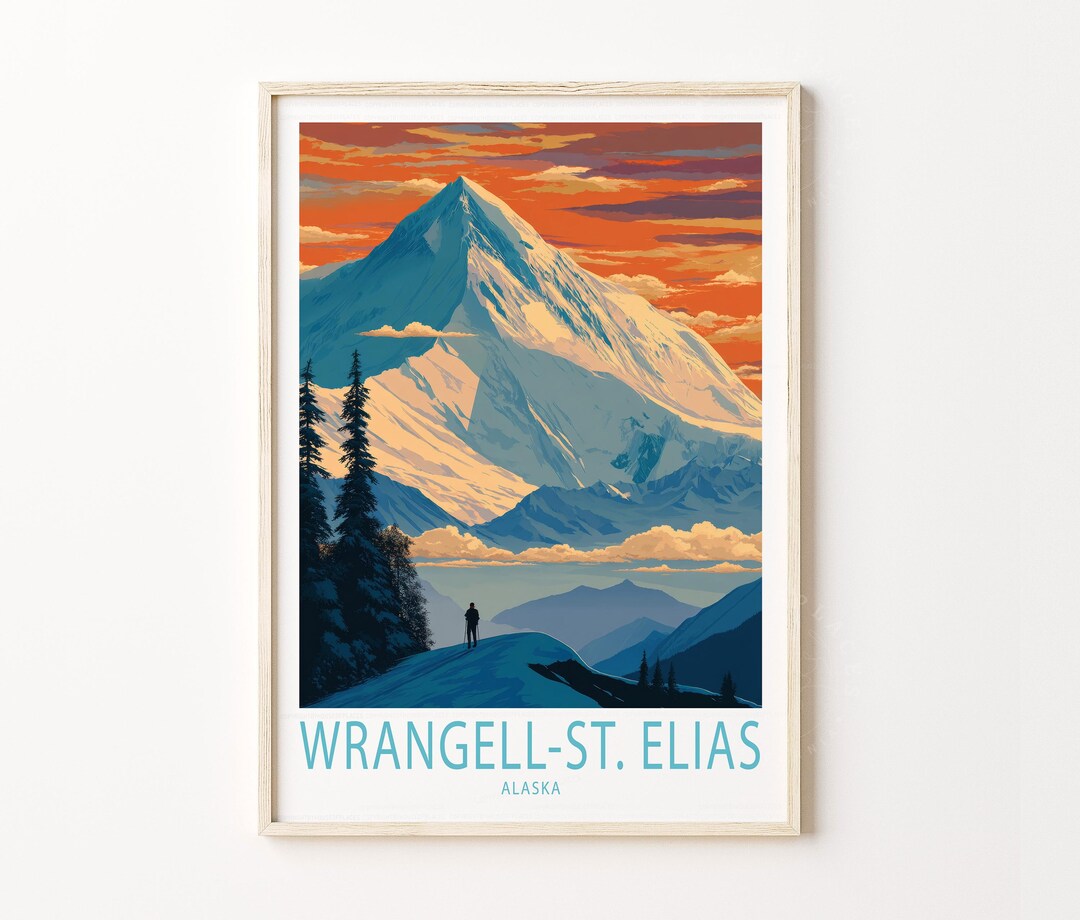 Wrangell St Elias Alaska Travel Poster, Mountain Wall Art Print - Etsy