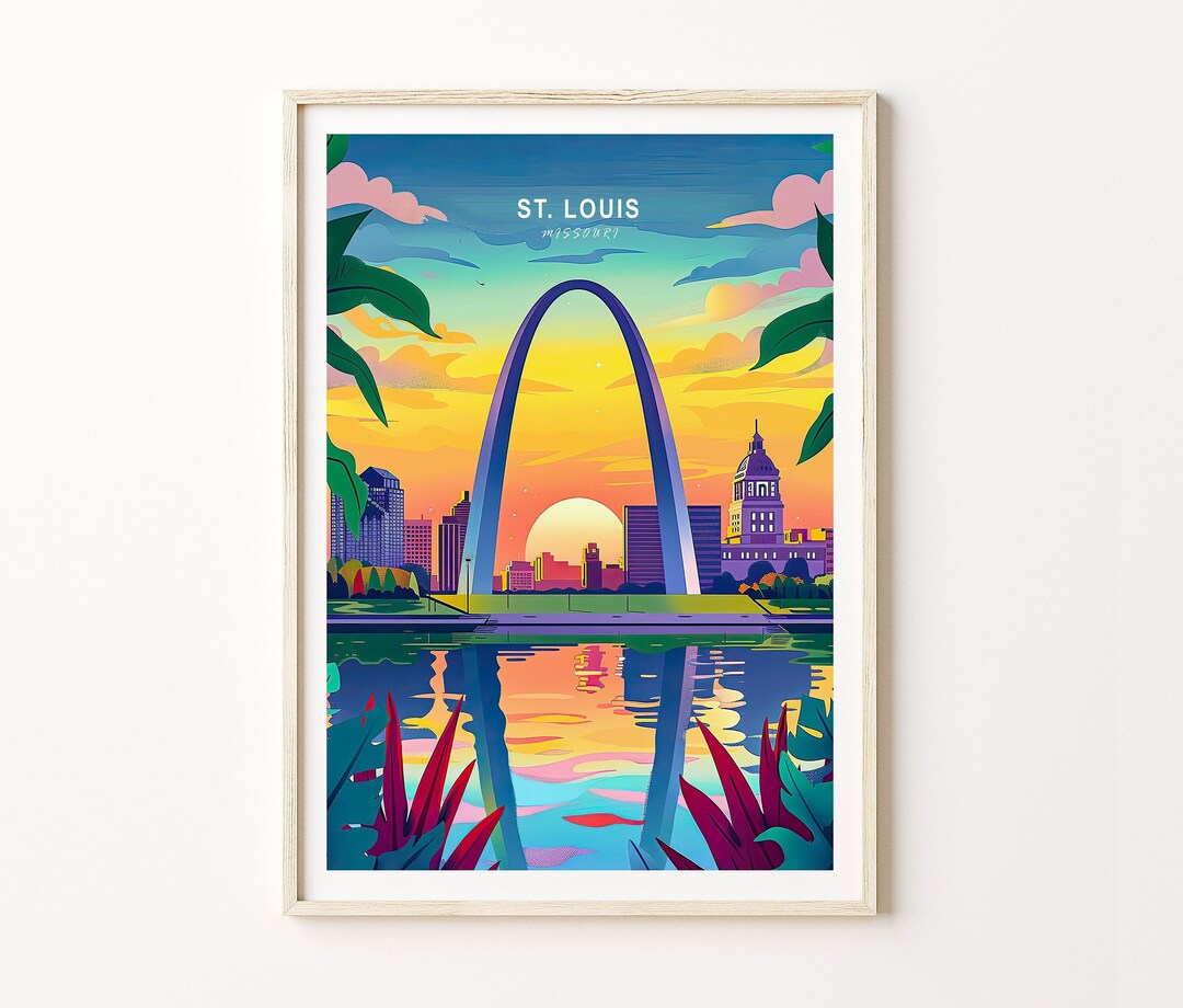 St. Louis Print, Missouri Wall Art, St. Louis Missouri Sunset Poster ...