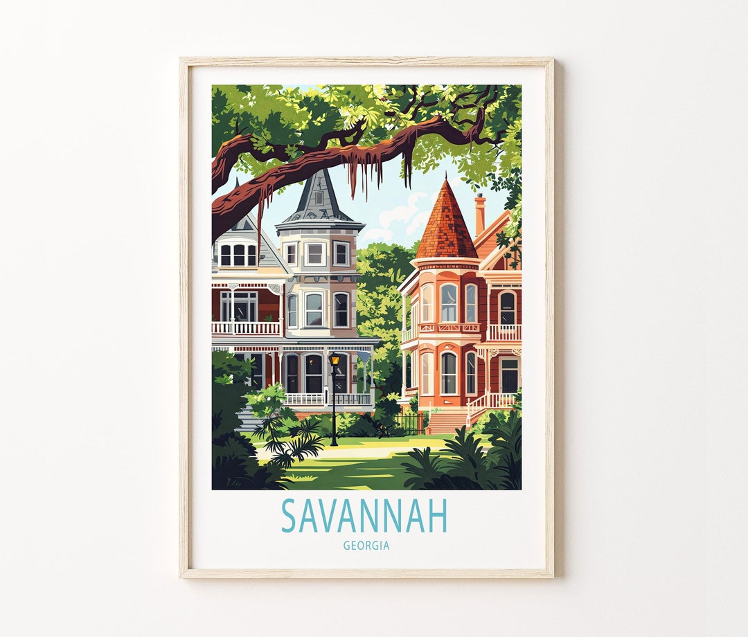 Savannah Georgia Travel Poster, Savannah Wall Art, Georgia Travel Print ...