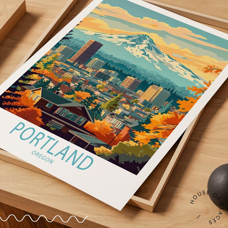 Portland Oregon Travel Poster, Oregon Wall Art, Portland Oregon Print ...